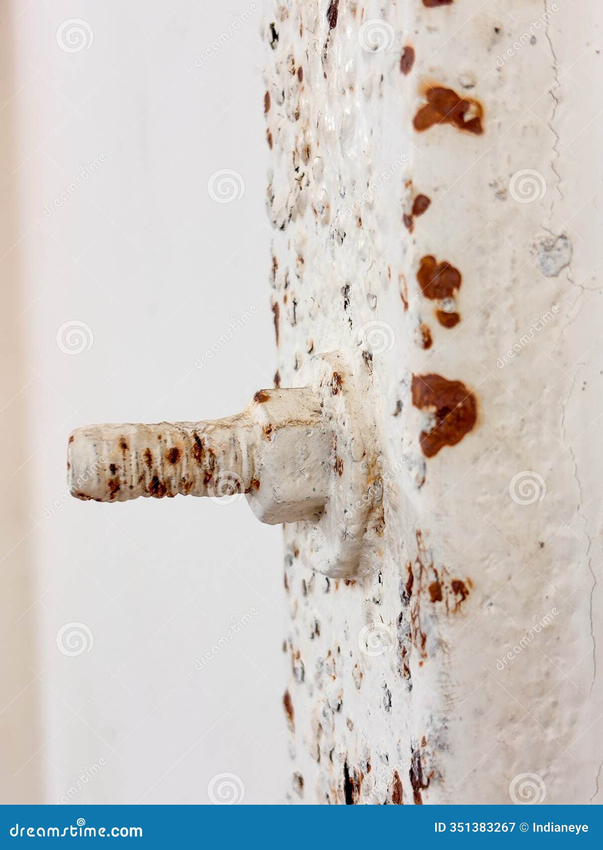 A Rusty Bolt is Stuck in a White Wall Stock Image - Image of left ...