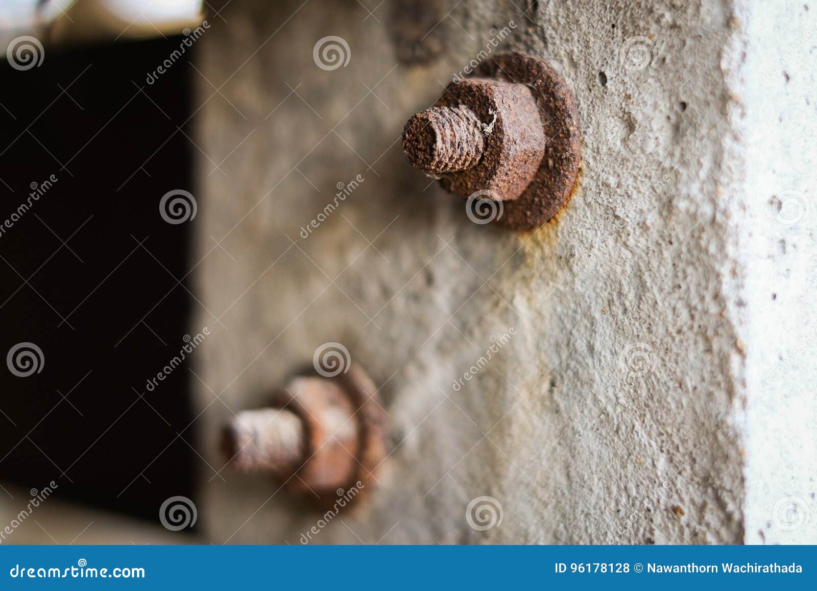 Rusty Bolts on a Cement Pillar for Vintage Home Background O Stock ...
