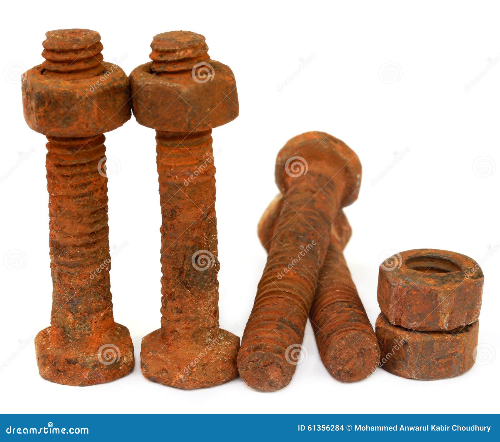 Rusty bolts with nuts stock photo. Image of pattern, small - 61356284