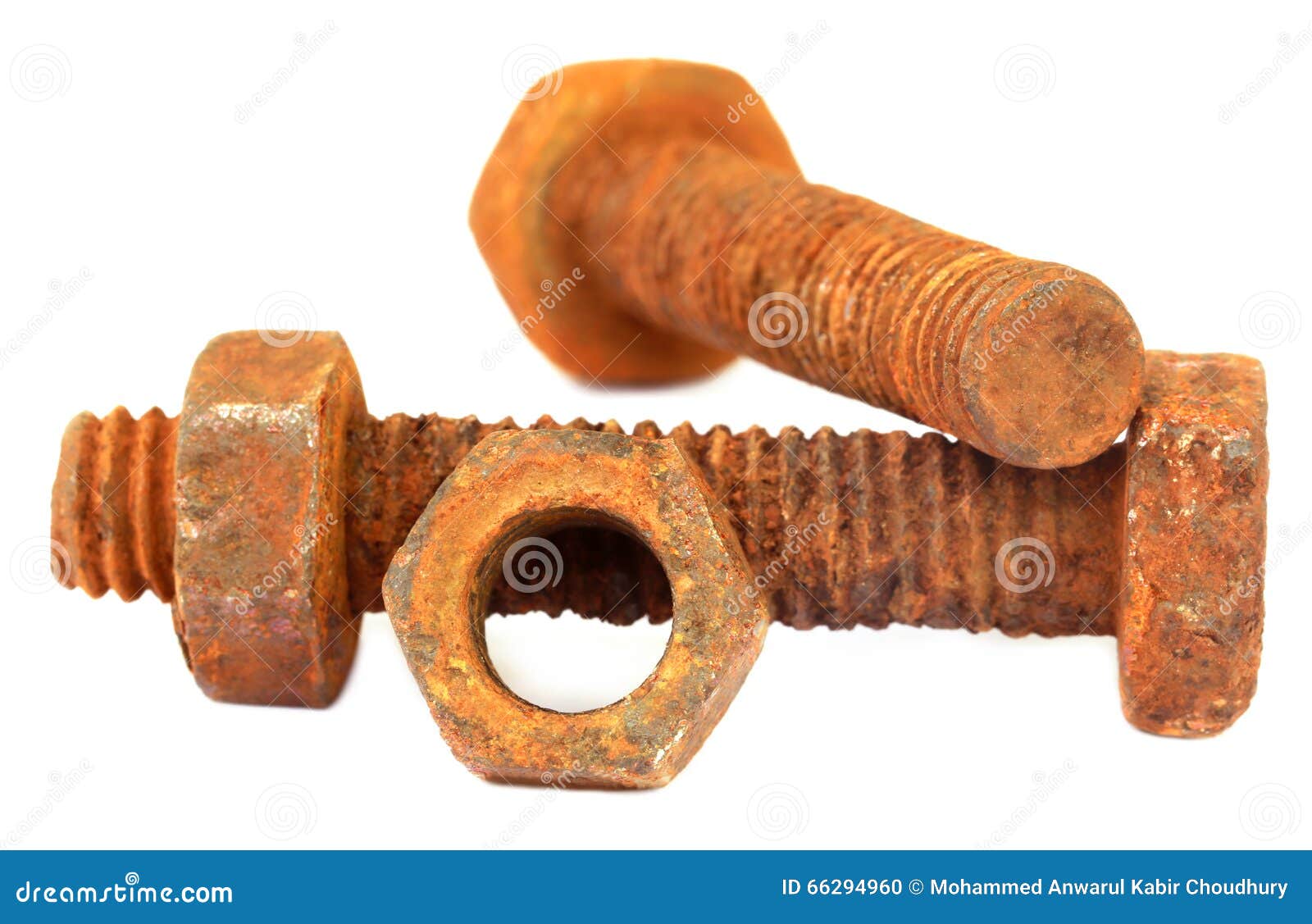 Rusty bolts with nuts stock photo. Image of texture, iron - 66294960
