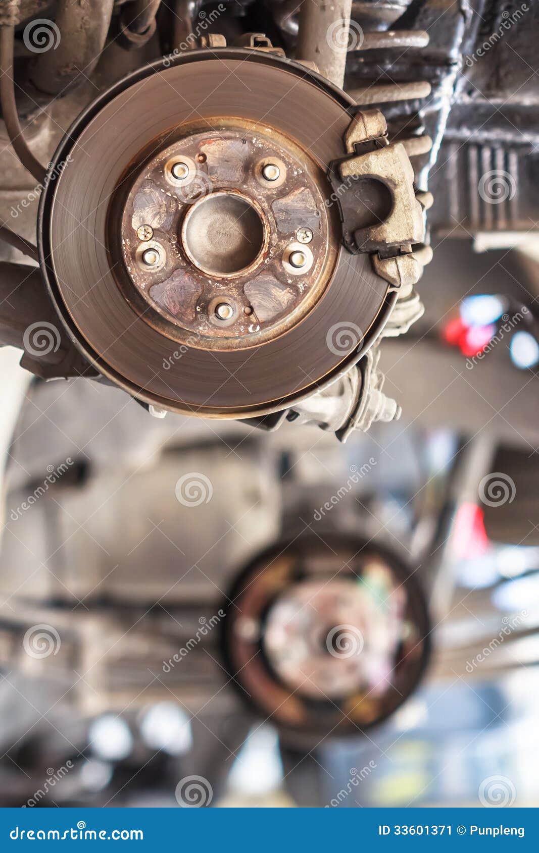 Rusty Brake Disc Waiting for Maintenance in Service Garage Stock Image ...
