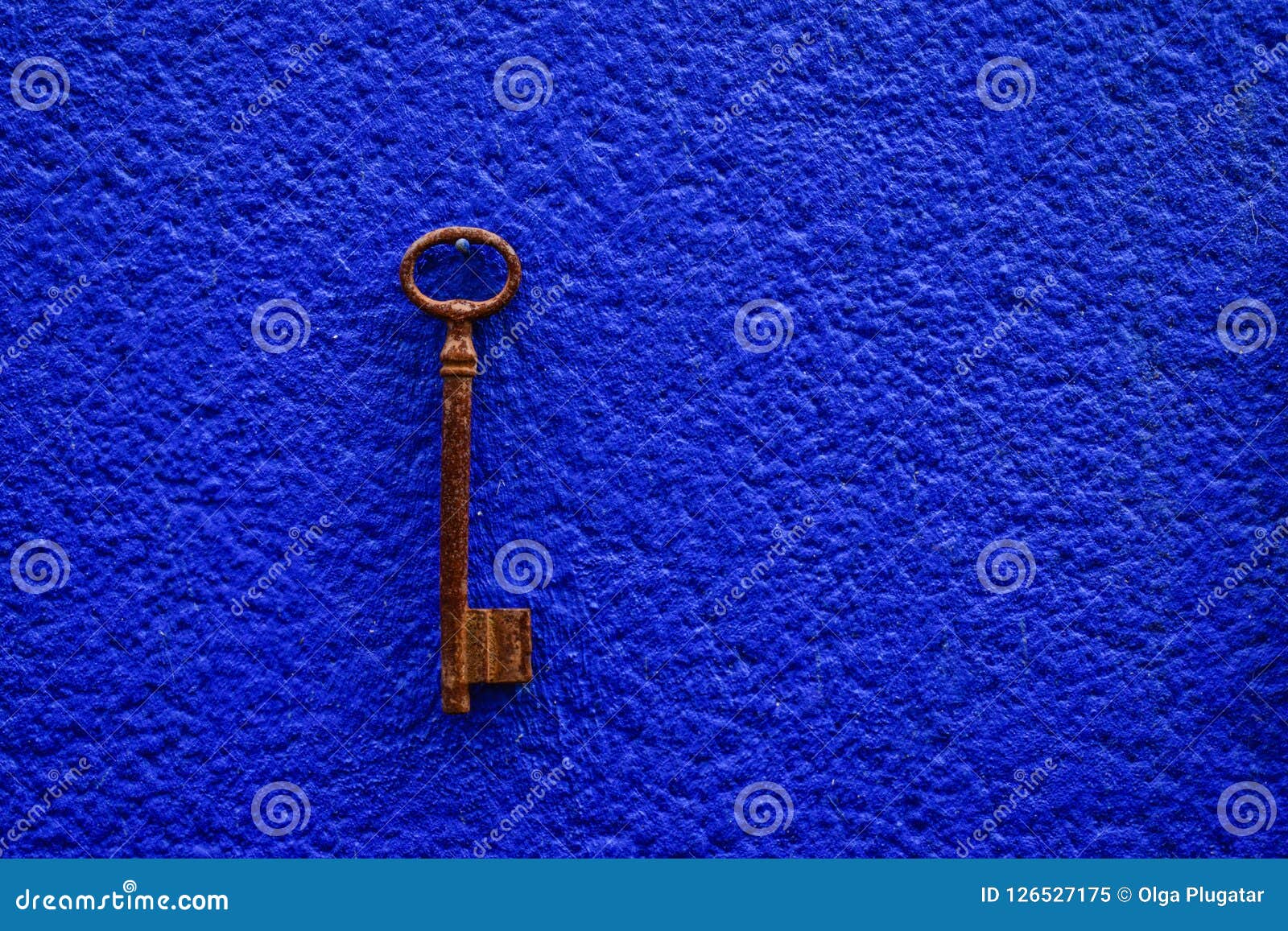 Rusty Brass Key on the Blue Wall Stock Image - Image of house, rusty ...