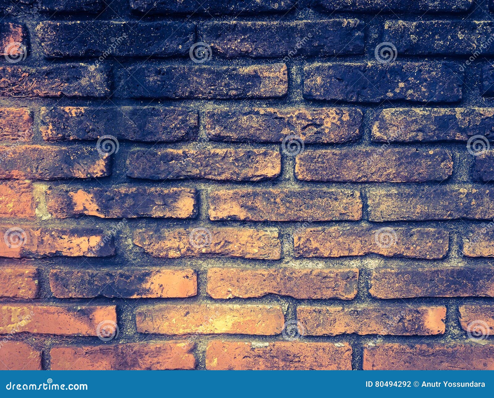Rusty Brick Wall with Blue Vintage Tone Stock Photo - Image of rusty ...