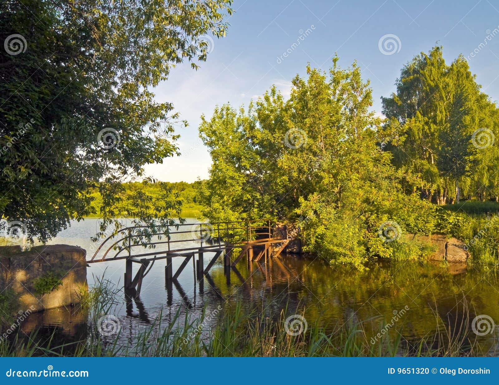 Rusty Bridge Over the River Stock Photo - Image of concrete, pond: 9651320