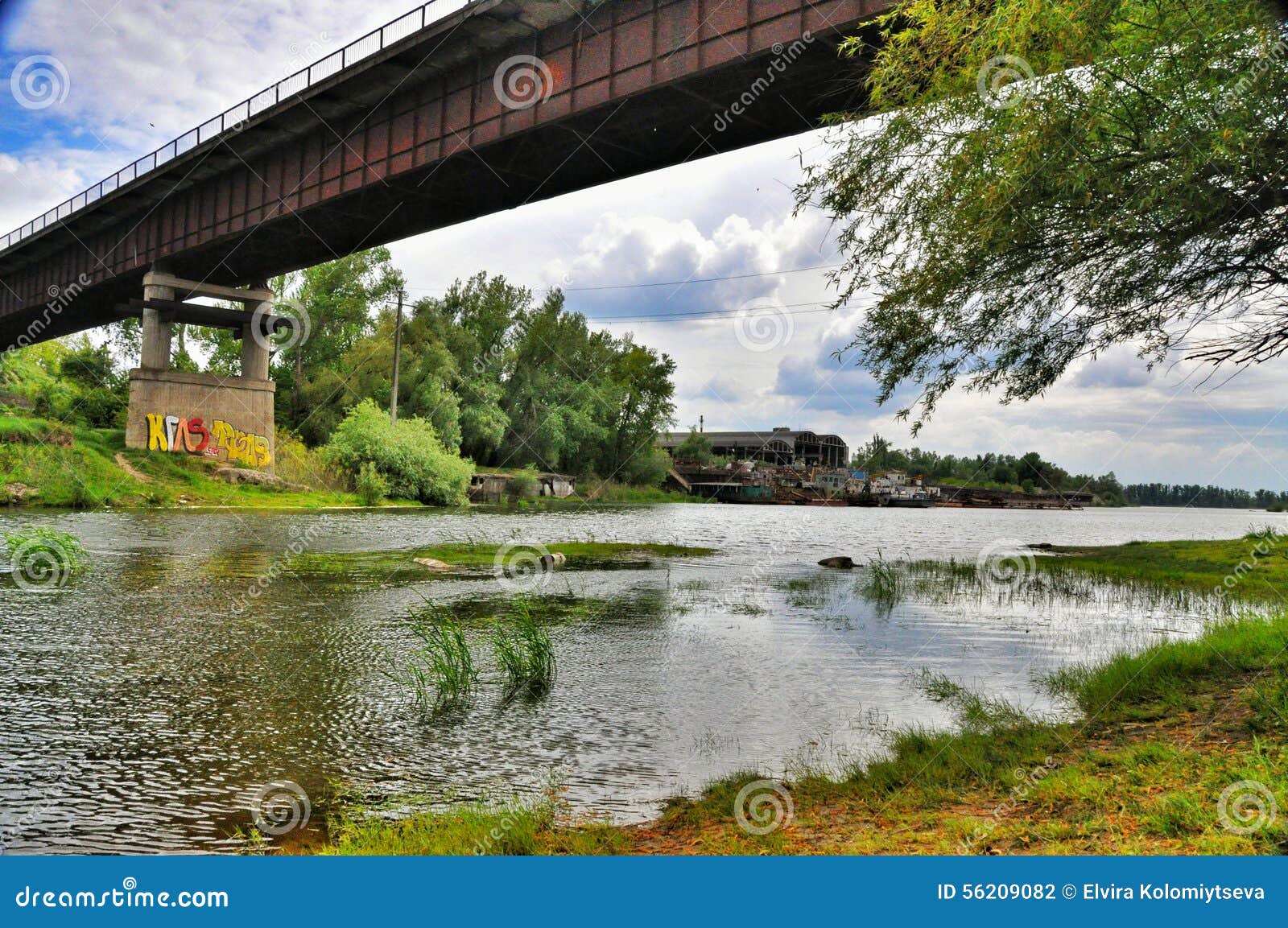 Rusty Bridge Over the River Editorial Photography - Image of grass ...