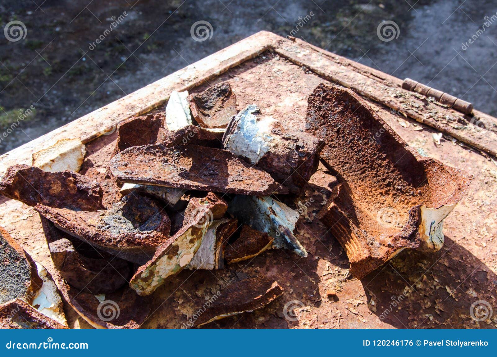 Rusty broken iron stock photo. Image of decay, garden - 120246176