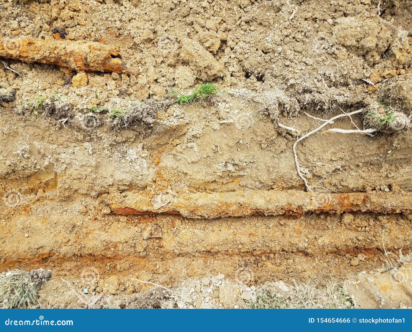 Rusty and Broken Sewer Pipe with Digging and Dirt Pile Stock Photo ...