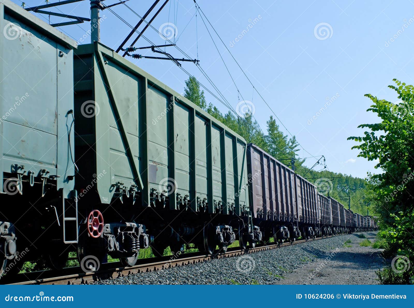 Green Freight Train Transports Cargo By Rail Royalty-Free Stock Photo ...