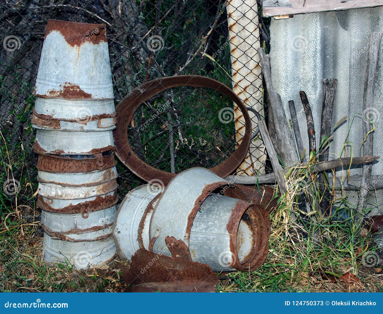 Rusty Buckets in the Farmyard Stock Image - Image of farm, iron: 124750373
