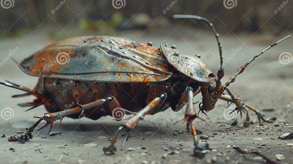 A Rusty Bug with Spikes on Its Back and Legs, AI Stock Image - Image of ...