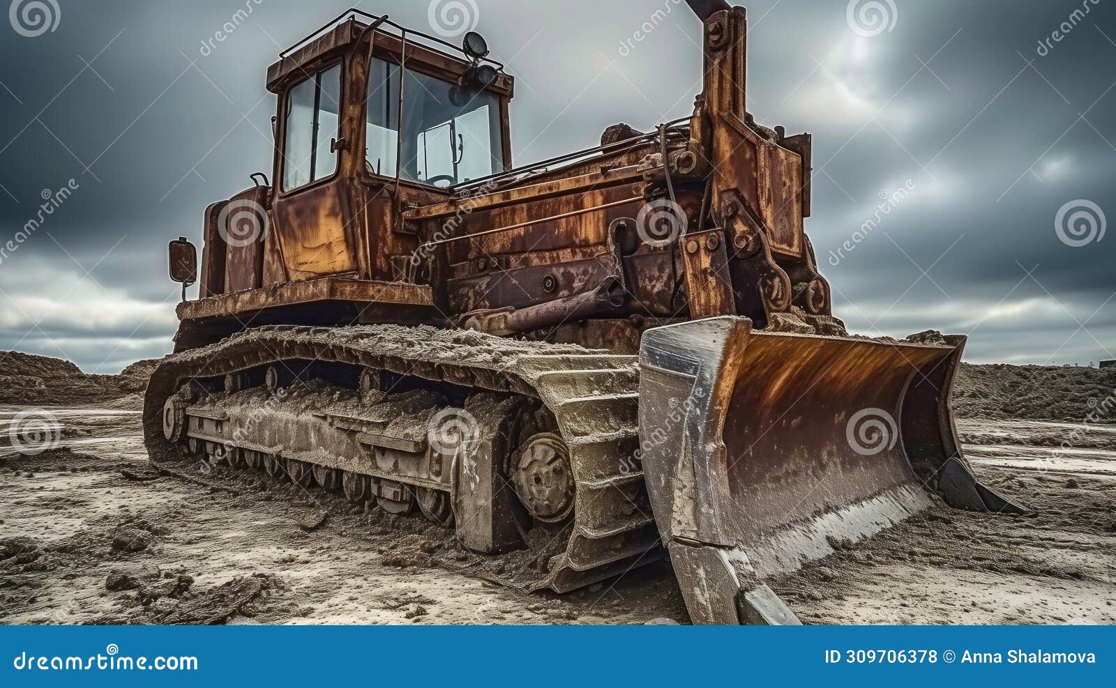Old Rusty Bulldozer In Abandoned Stone Pit Royalty-Free Stock ...