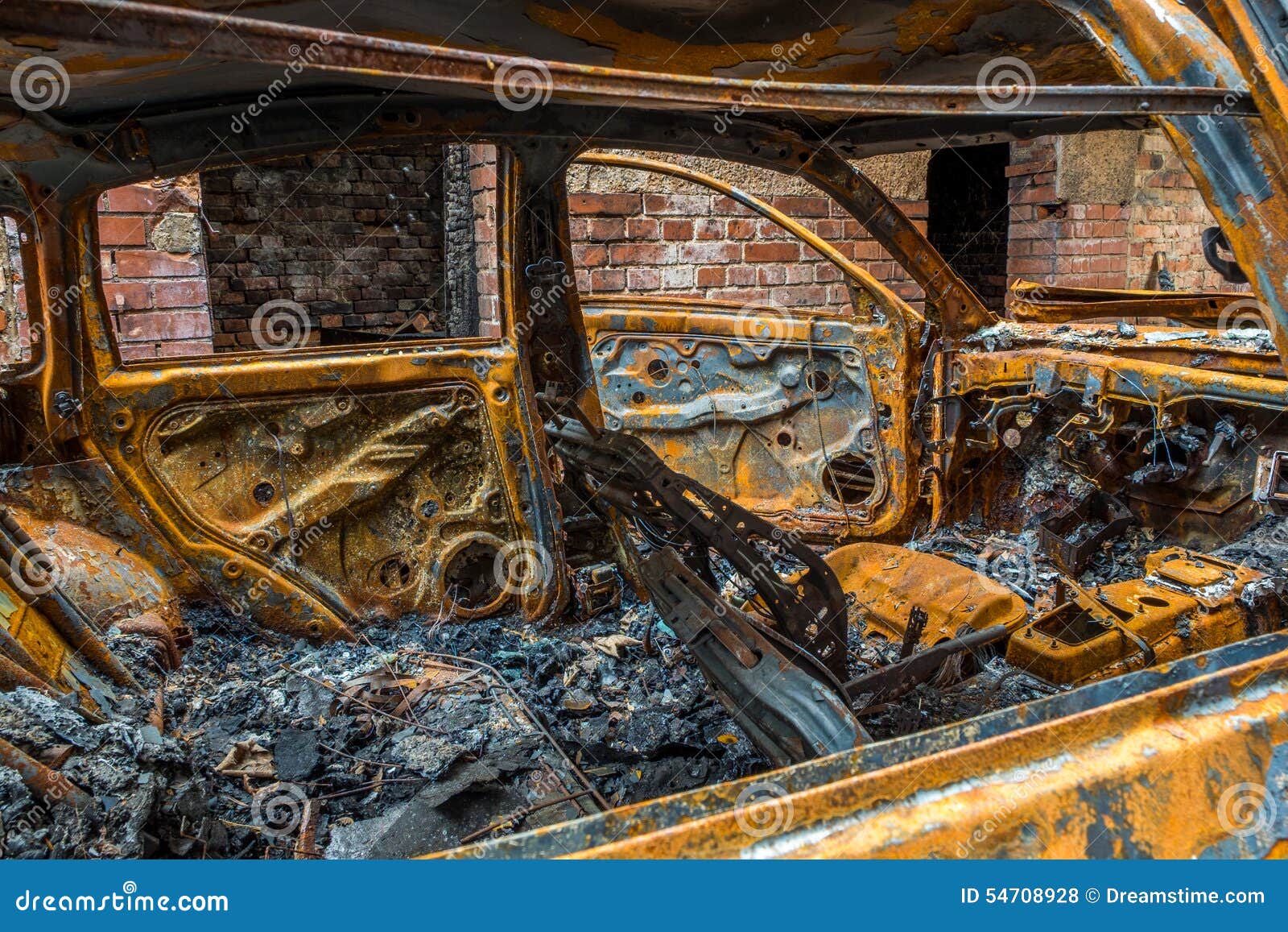 Rusty and burnt car wreck stock photo. Image of rusts - 54708928