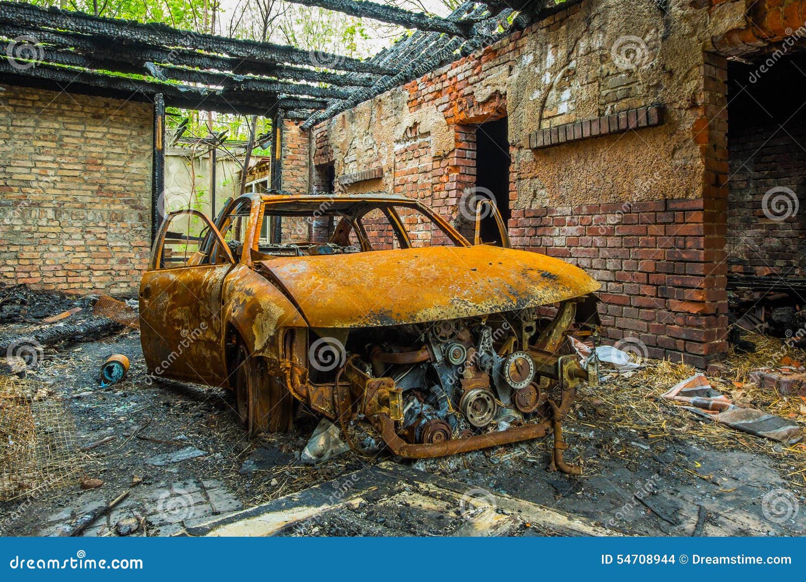 Rusty and burnt car wreck stock photo. Image of rusty - 54708944
