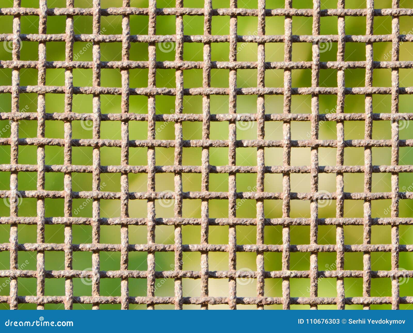 Rusty Cage Close Up. Green Background Stock Image - Image of focus ...