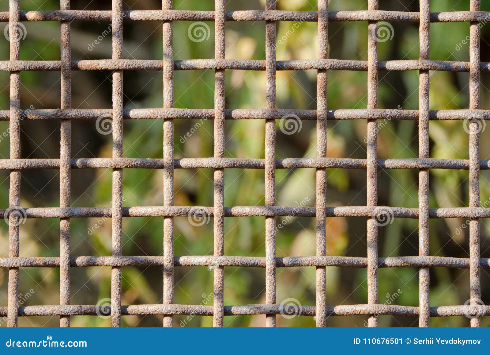 Rusty Cage Close Up. Green Background Stock Image - Image of metallic ...