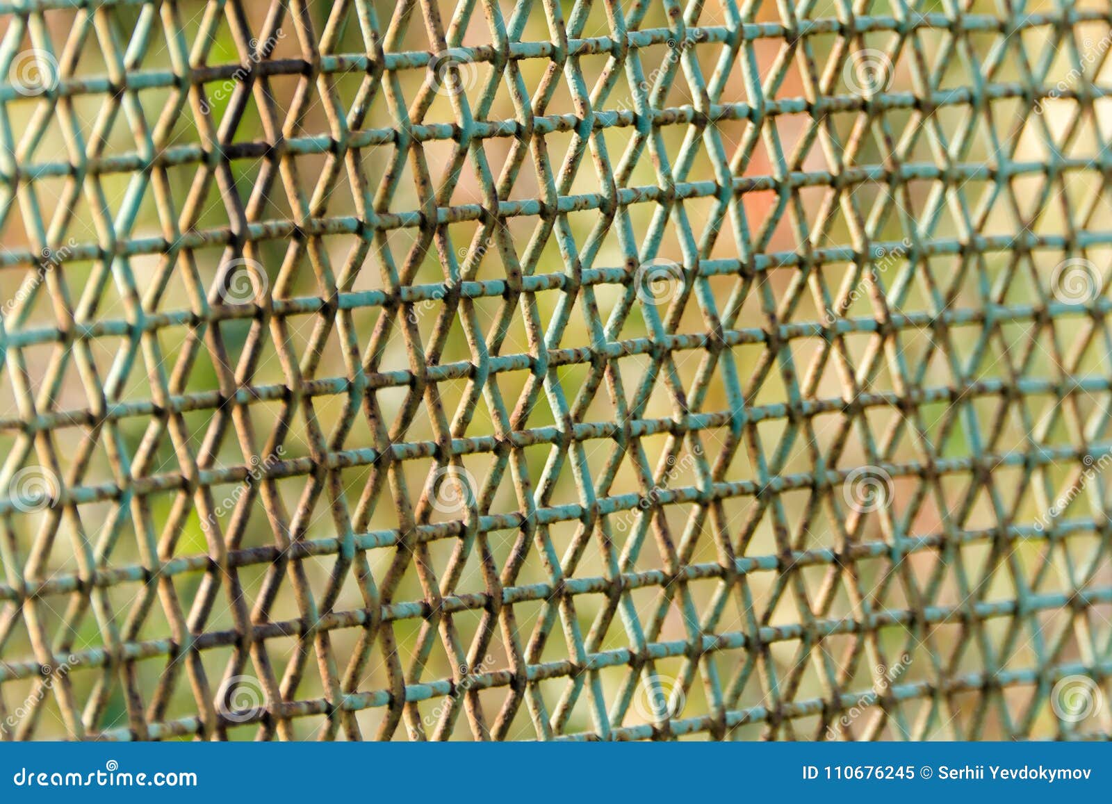 Rusty Cage Side View. Green Background Stock Image - Image of grid ...