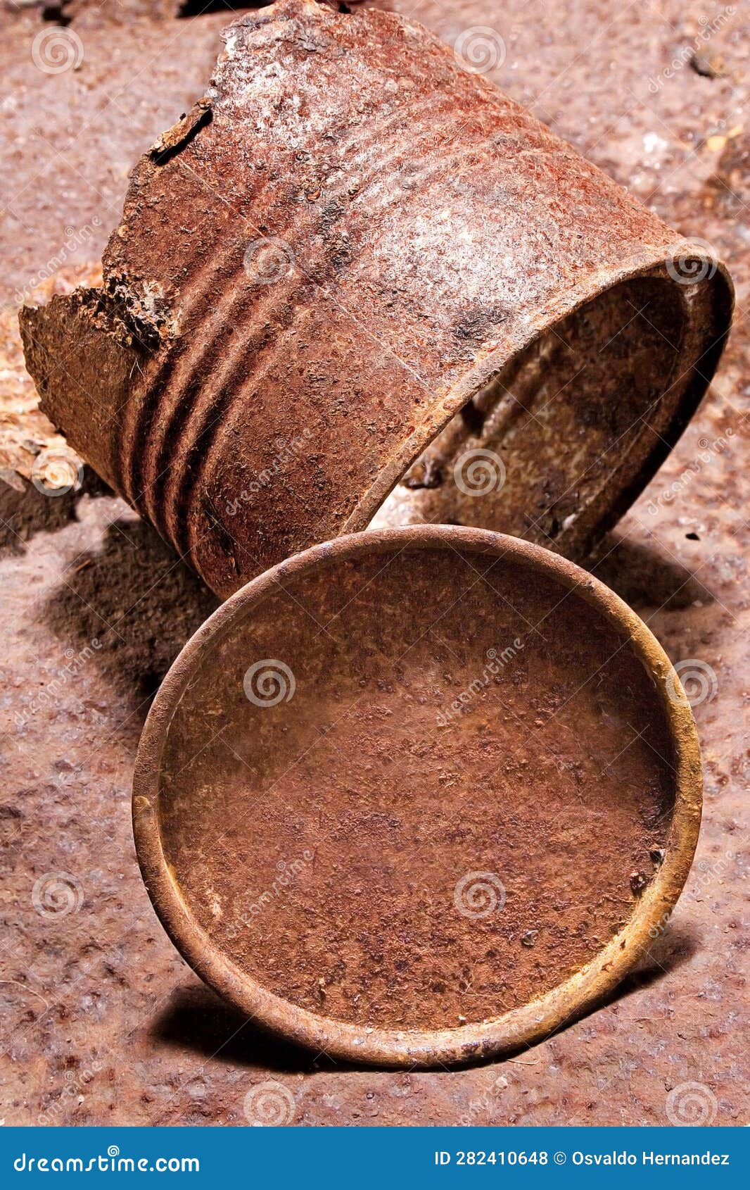 Rusty Can Photographed on Rusty Barrel Lid Stock Photo - Image of brown ...