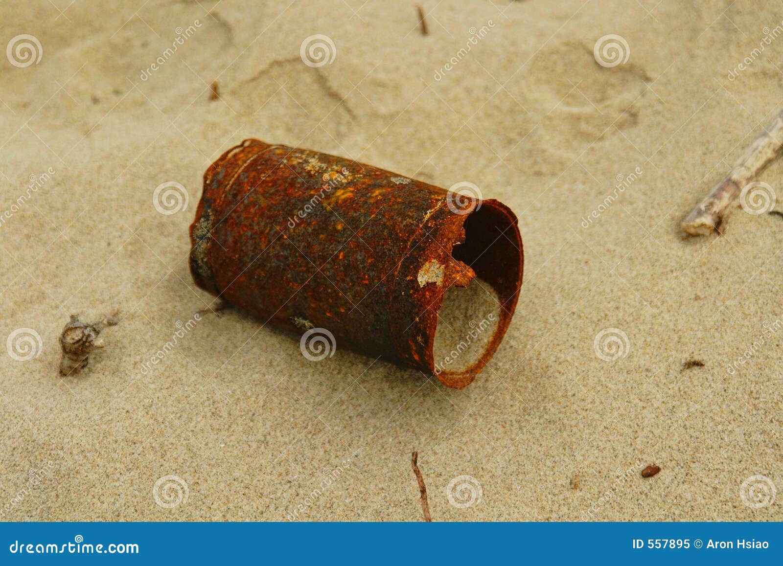 Rusty can on beach stock image. Image of beach, tear, decay - 557895