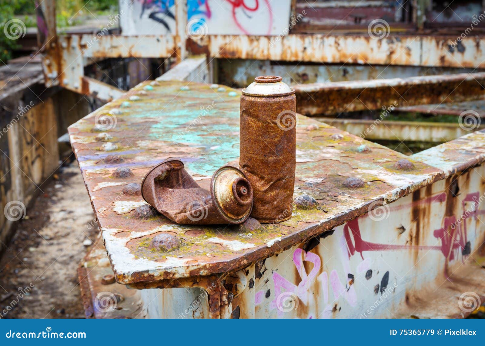 Rusty cans stock image. Image of aerosol, broken, lost - 75365779