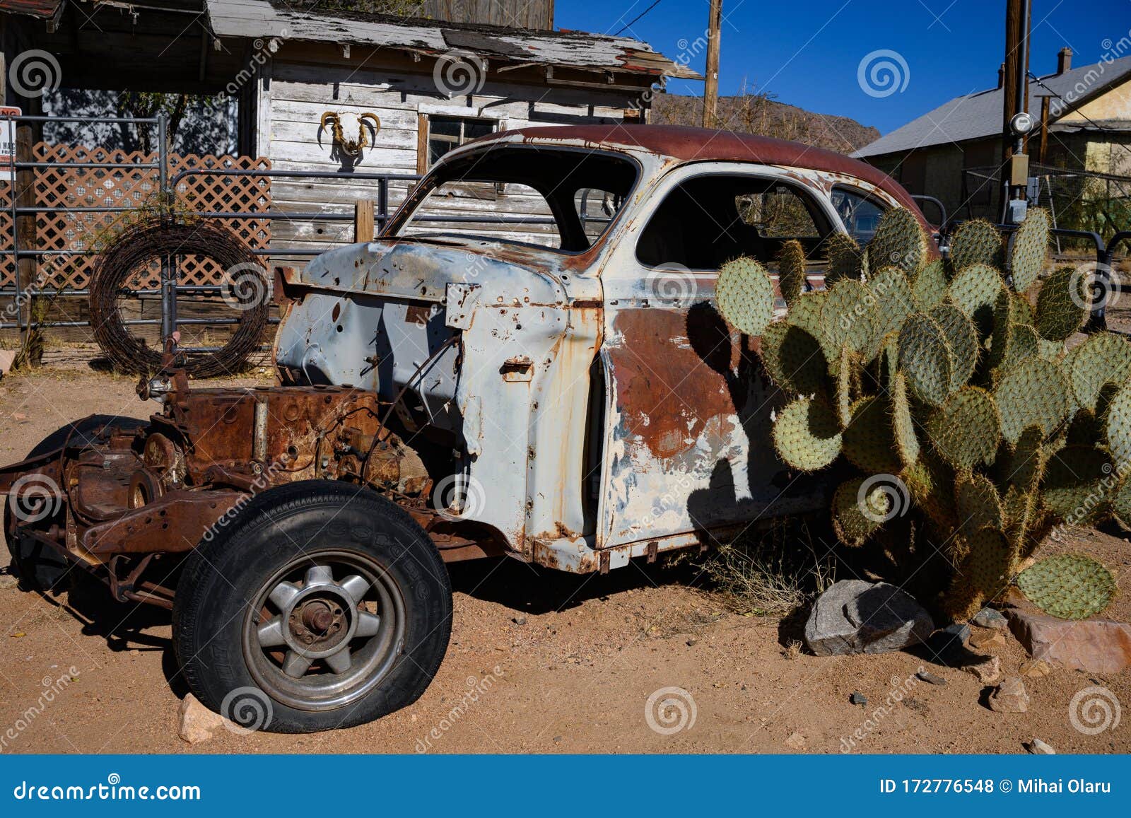 Rusty Car Abandoned on the Desert Stock Photo - Image of famous, front ...