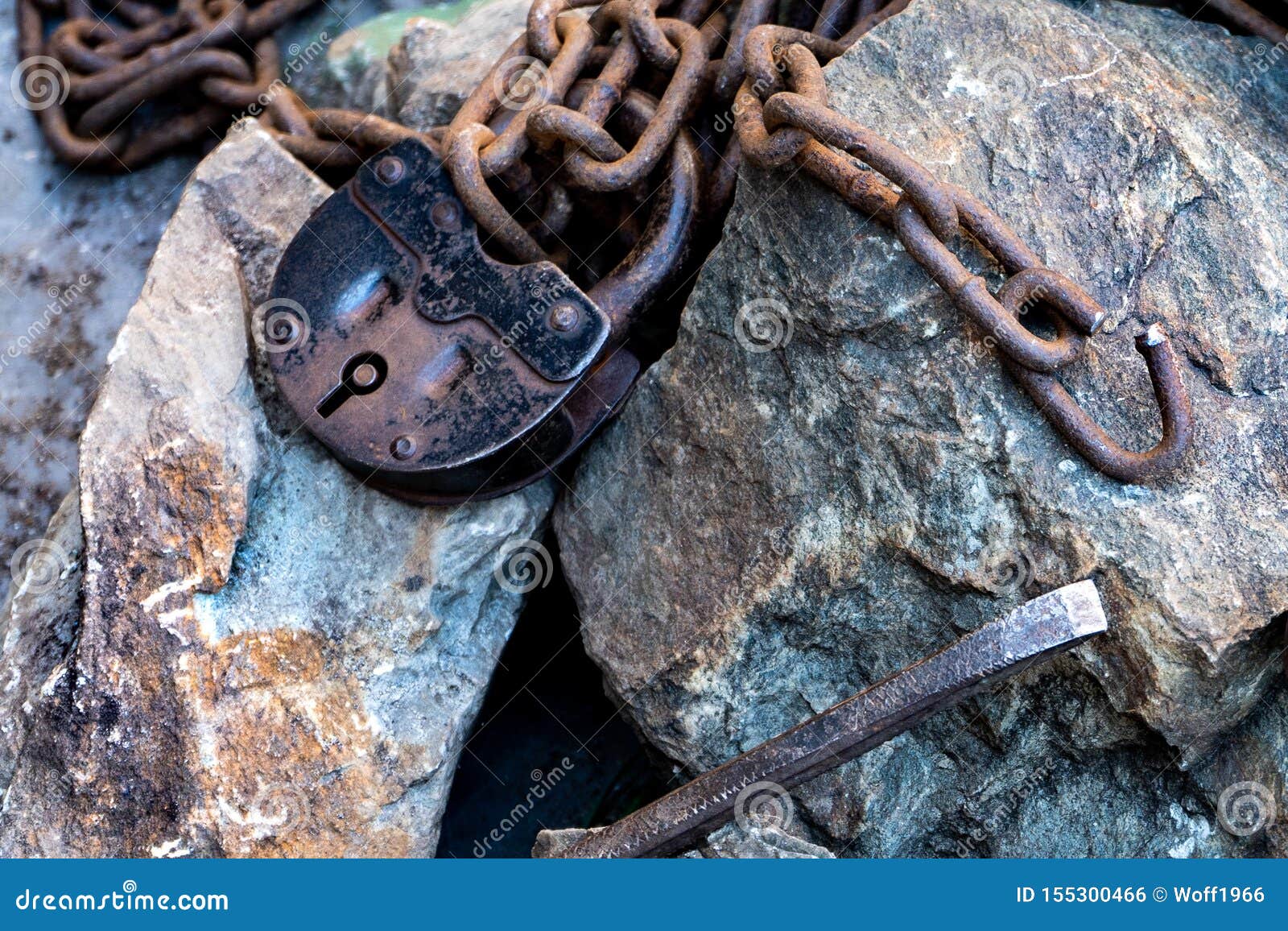 Rusty Chain on the Brickwork. the Symbol of Slave Labor Stock Photo ...