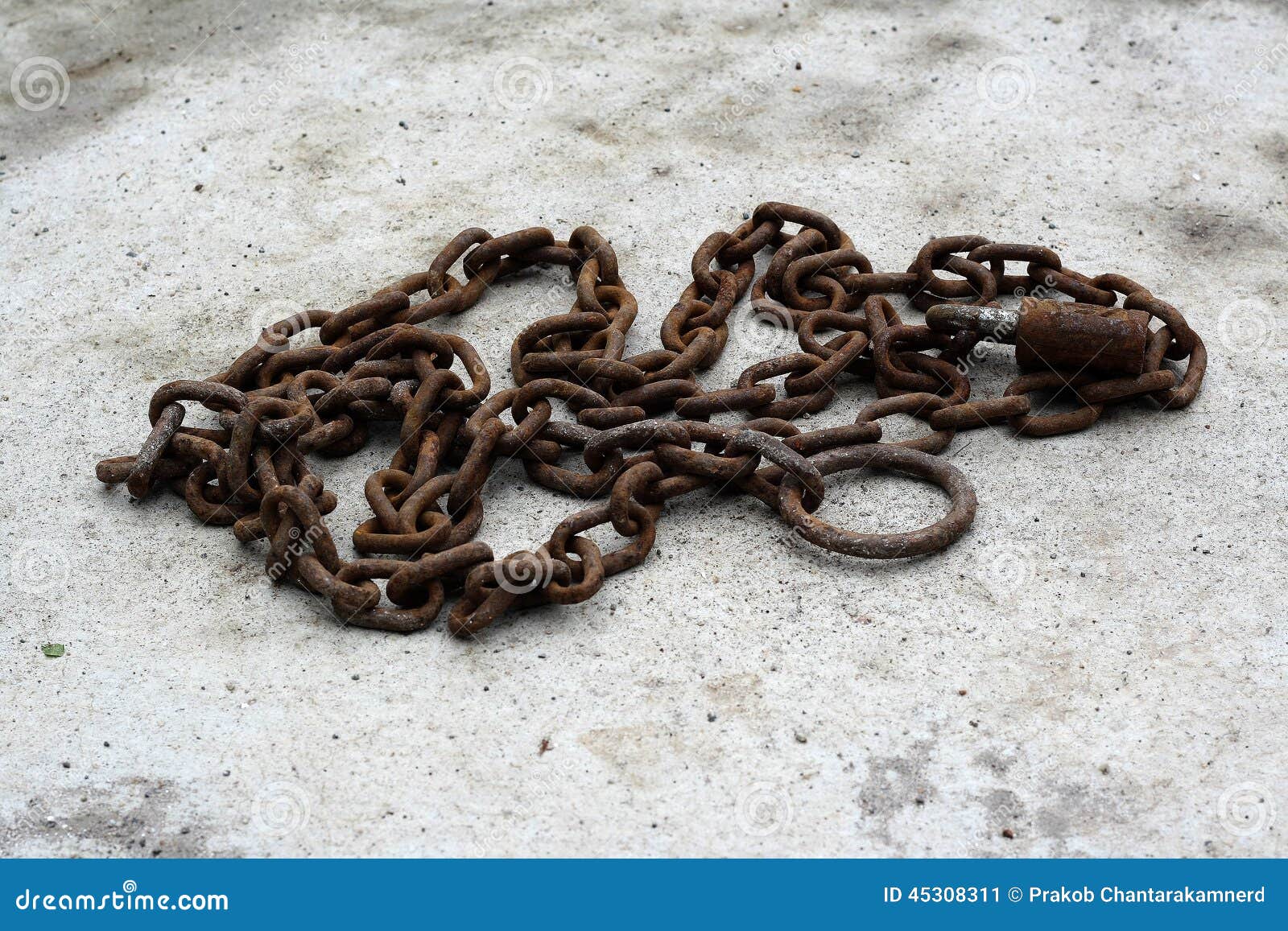 Rusty chain on floor stock image. Image of chain, tether - 45308311
