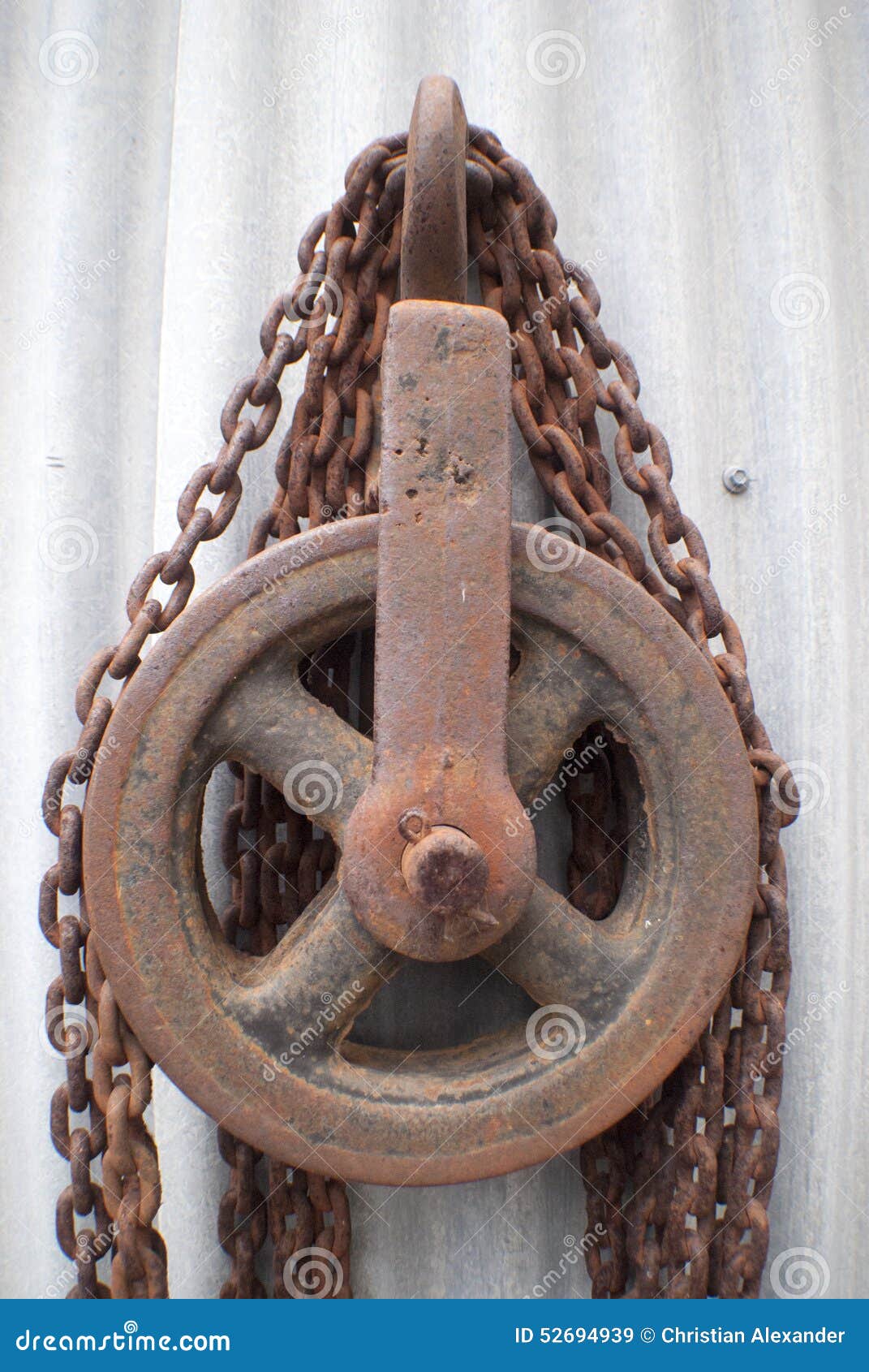 Rusty chain and hoist stock image. Image of shackles - 52694939