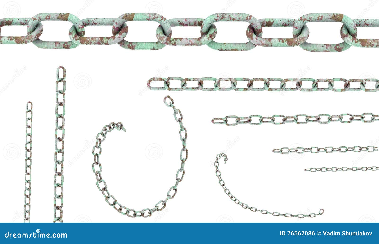 Rusty Chain Isolated on White Background. High Quality 3d Render Stock ...