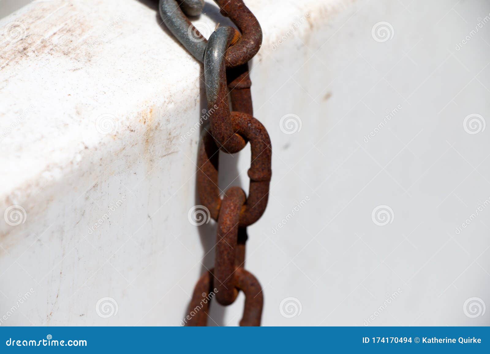 Link Of Bollard Chain On Street Fence Separate Road And Pedestrian Zone ...