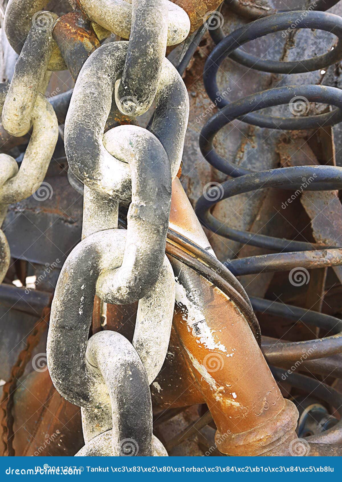 Rusty chain link stock image. Image of industrial, attached - 52041267