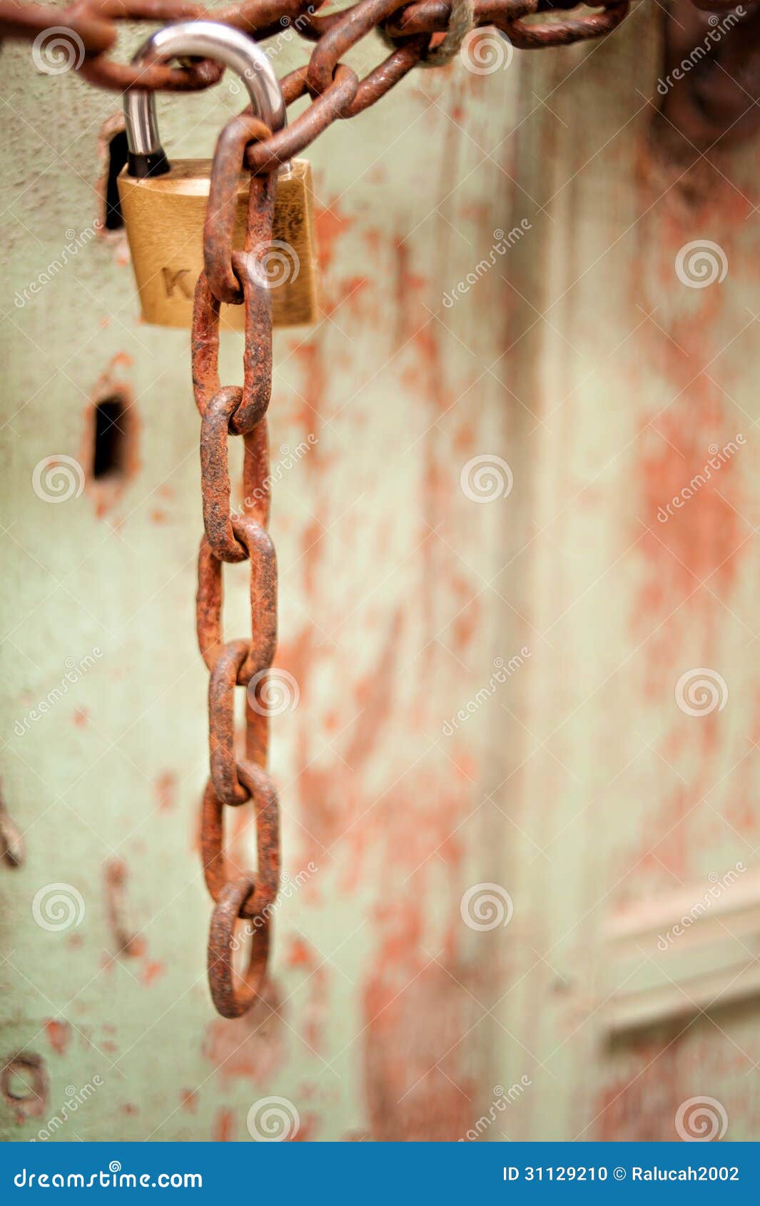 Rusty chain and lock stock photo. Image of fence, durable - 31129210