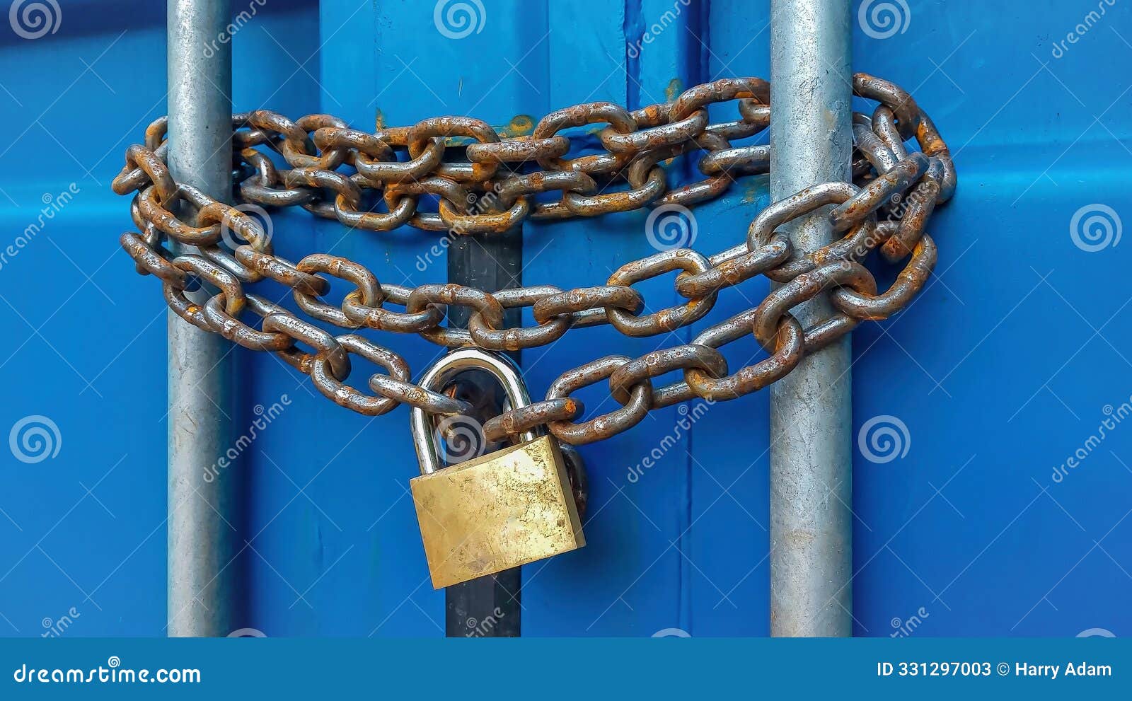 Rusty Chain with a Padlock in Front of a Container Door Stock Image ...