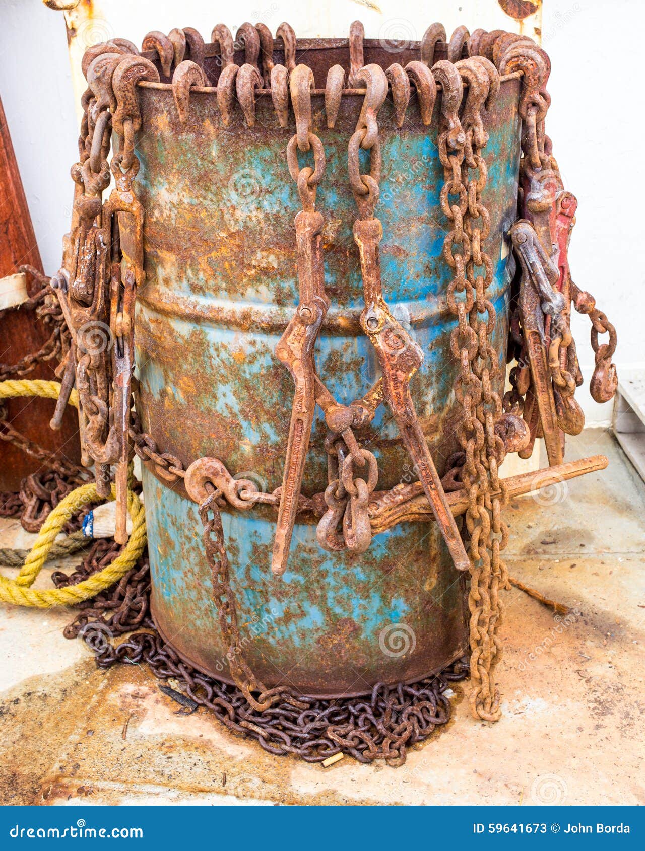 Rusty chains in a barrel stock image. Image of iron, vintage - 59641673
