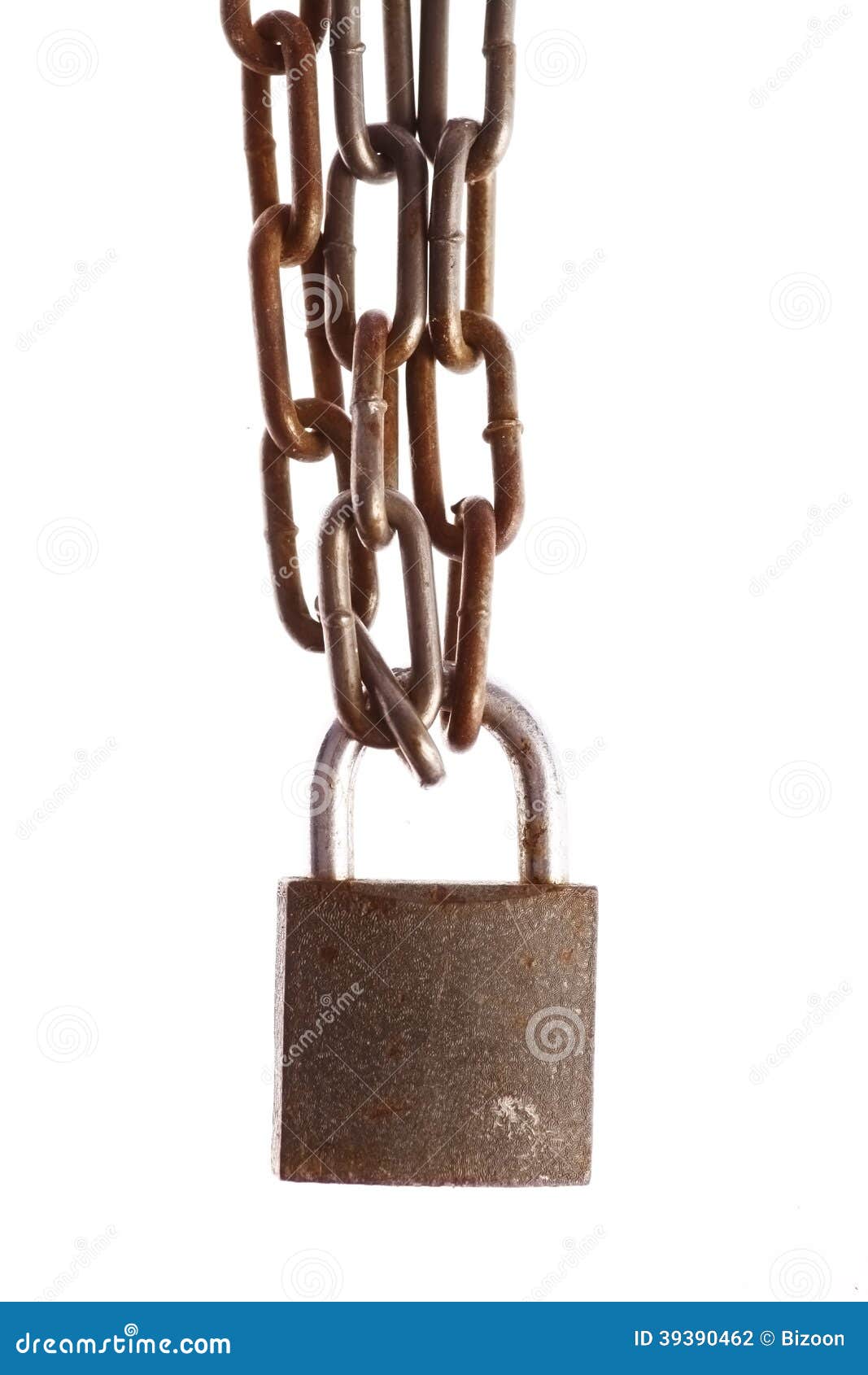 Rusty chains and lock stock photo. Image of link, chained - 39390462