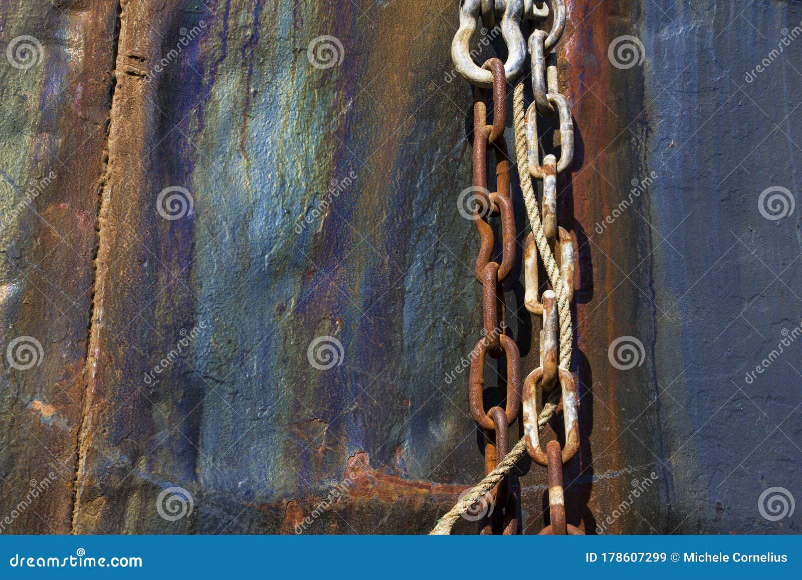 Rusty chains on old ship stock image. Image of chain - 178607299