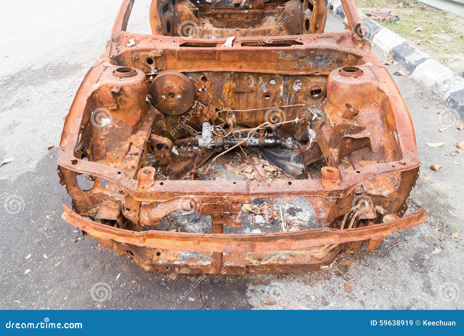 Old Rusty Chassis, The Car With The Gearbox, Driveshaft, Differential ...