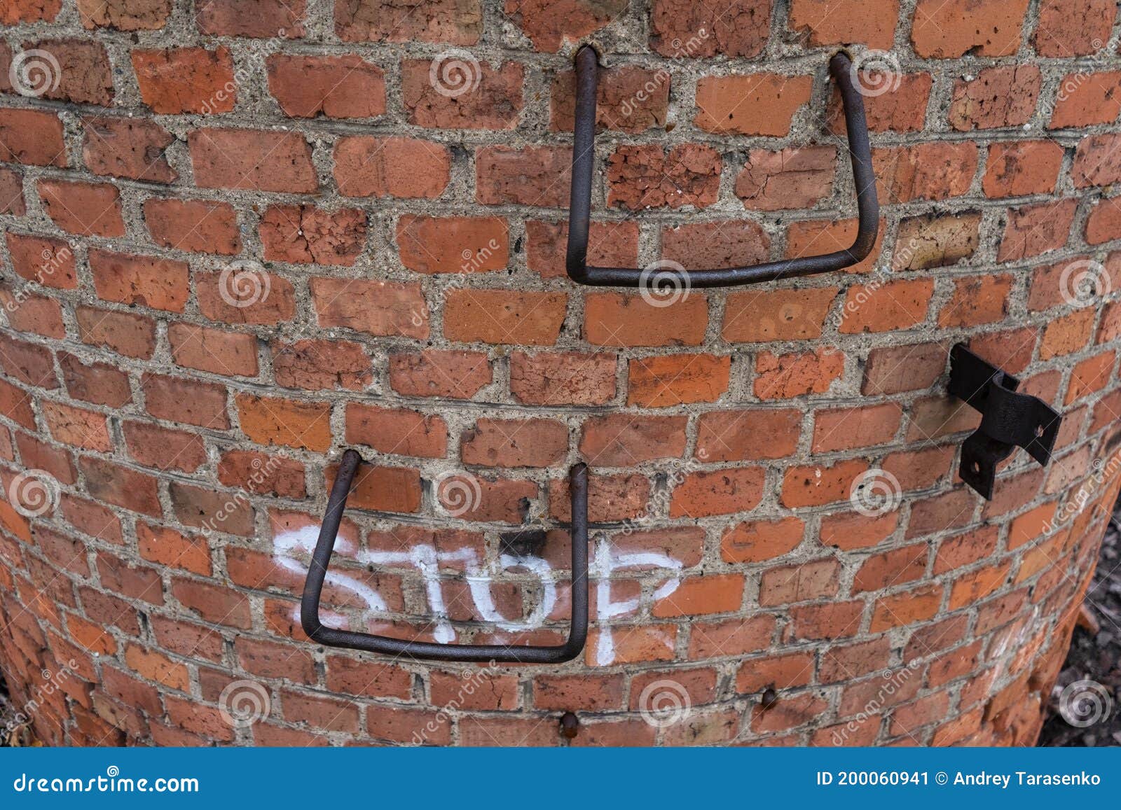 Rusty Climbing Staples. Old Brick Wall Stock Image - Image of grunge ...