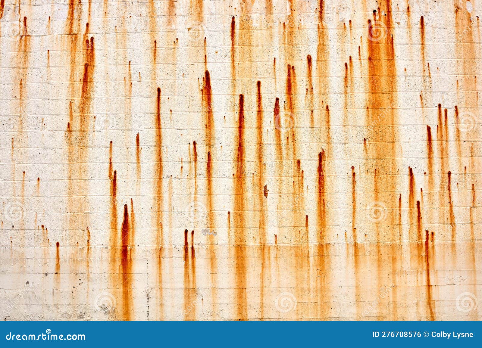 Rusty Color Trails Down White Brick Wall Stock Photo - Image of ...