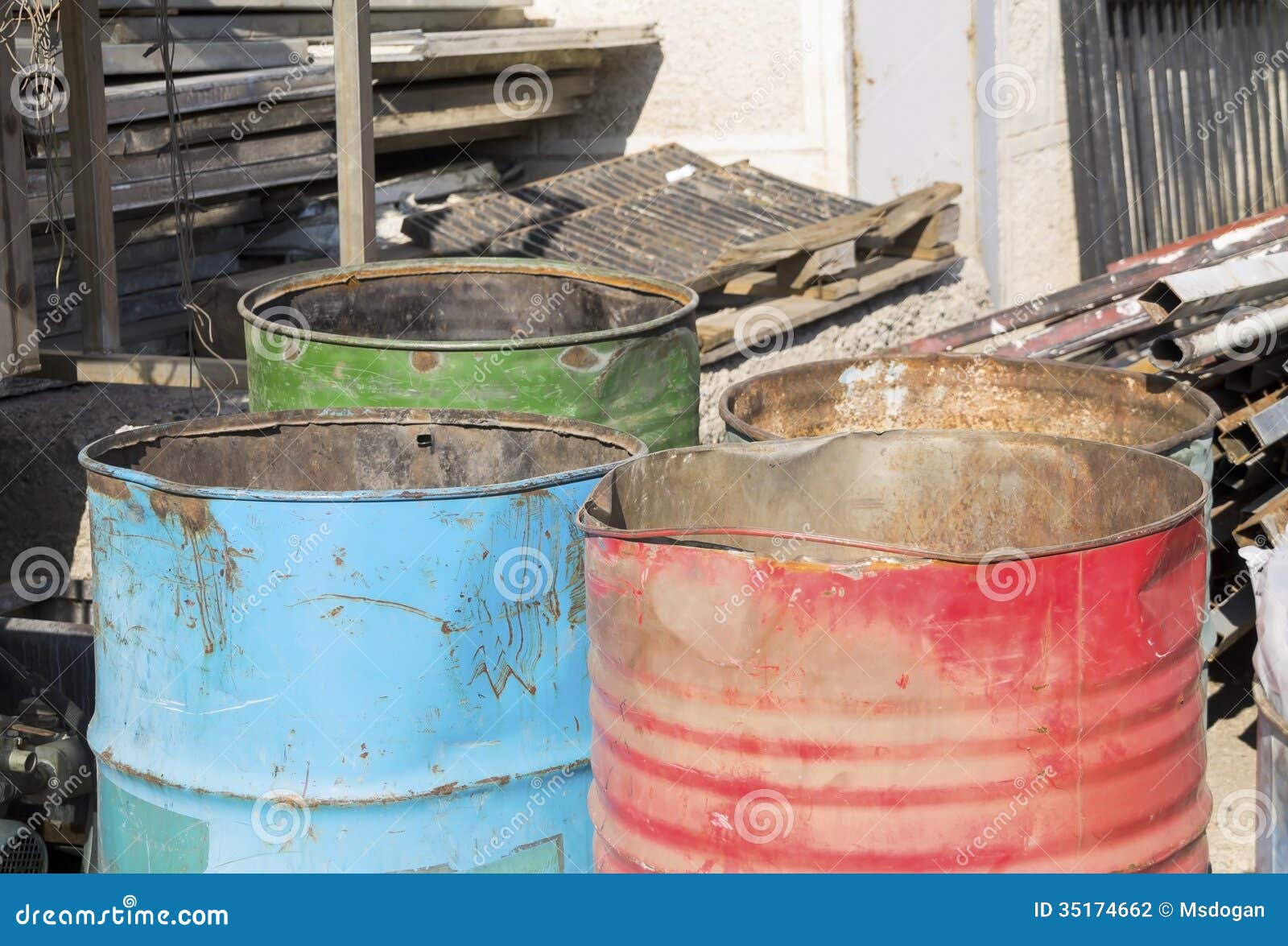 Rusty colorful barrels stock photo. Image of barrel, chemical - 35174662