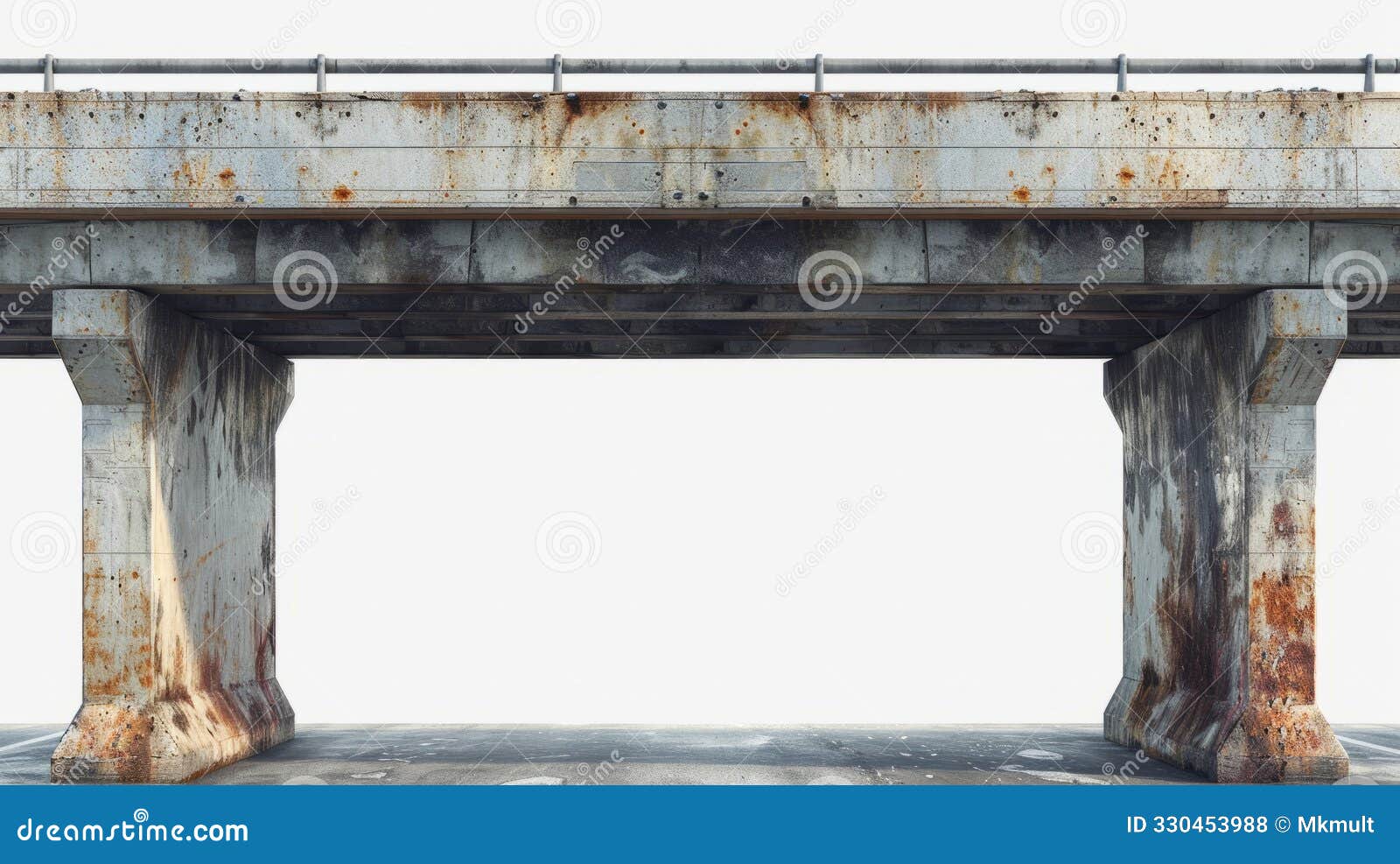 Rusty Concrete Bridge Supports Under a Worn-out Overpass at Dusk Stock ...