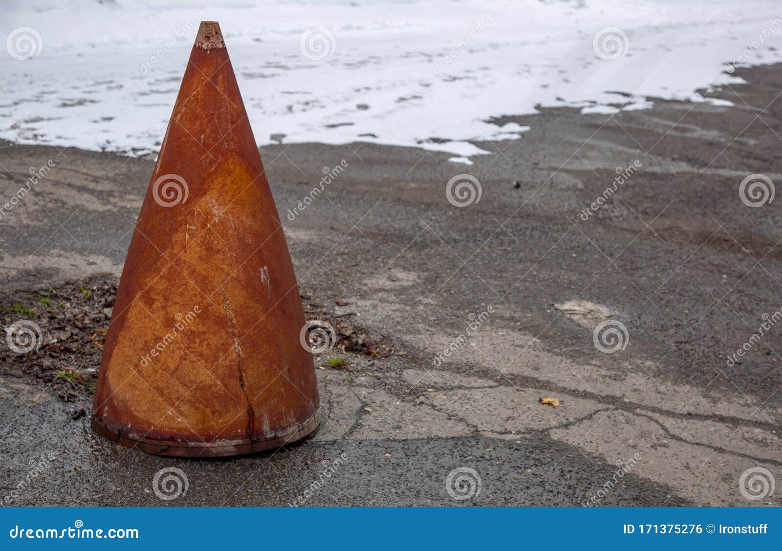 Rusty cone shape road sign stock photo. Image of traffic - 171375276