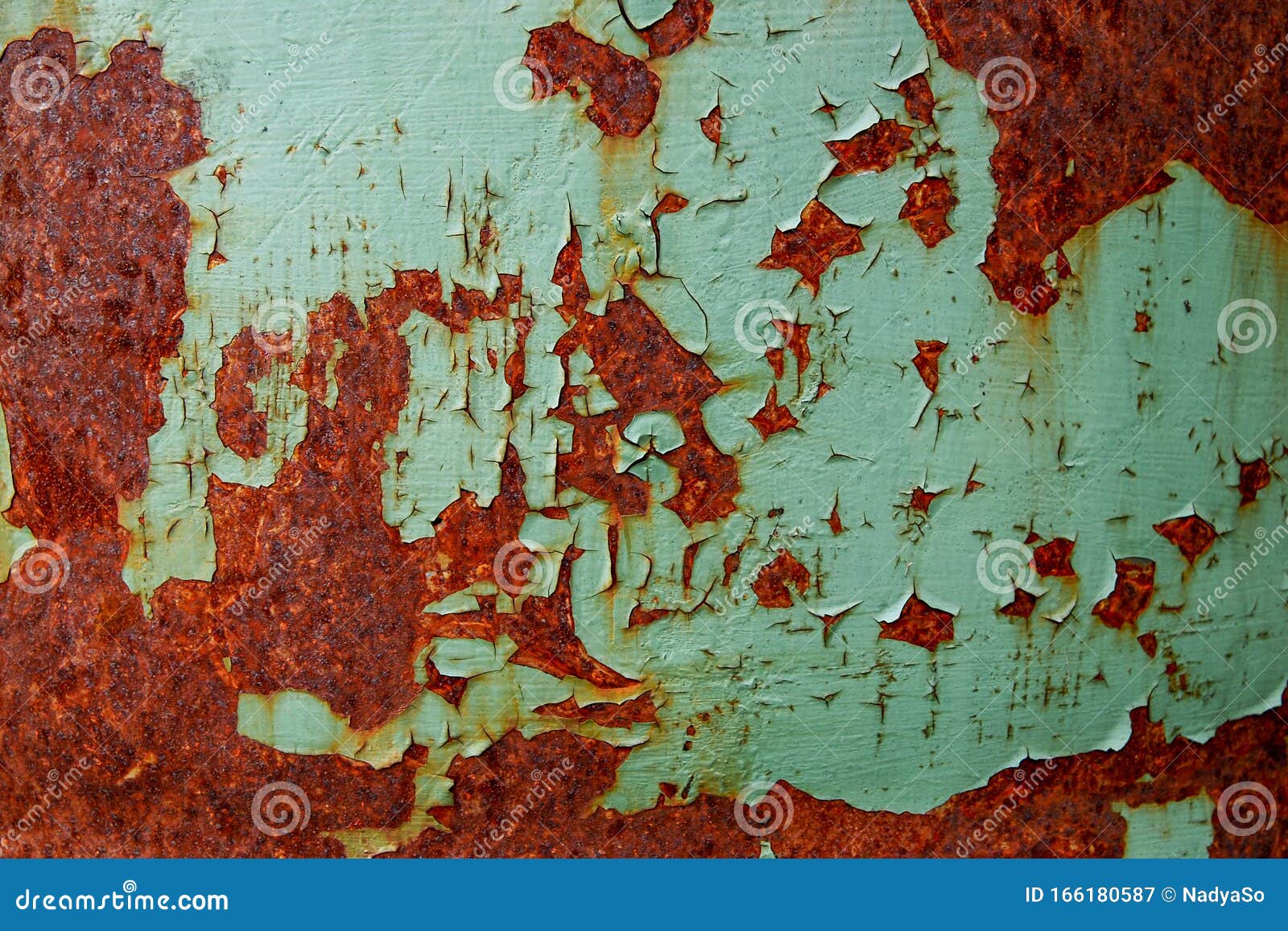 Rusty Corroded Iron Texture with Green Cracked Paint Stock Image ...