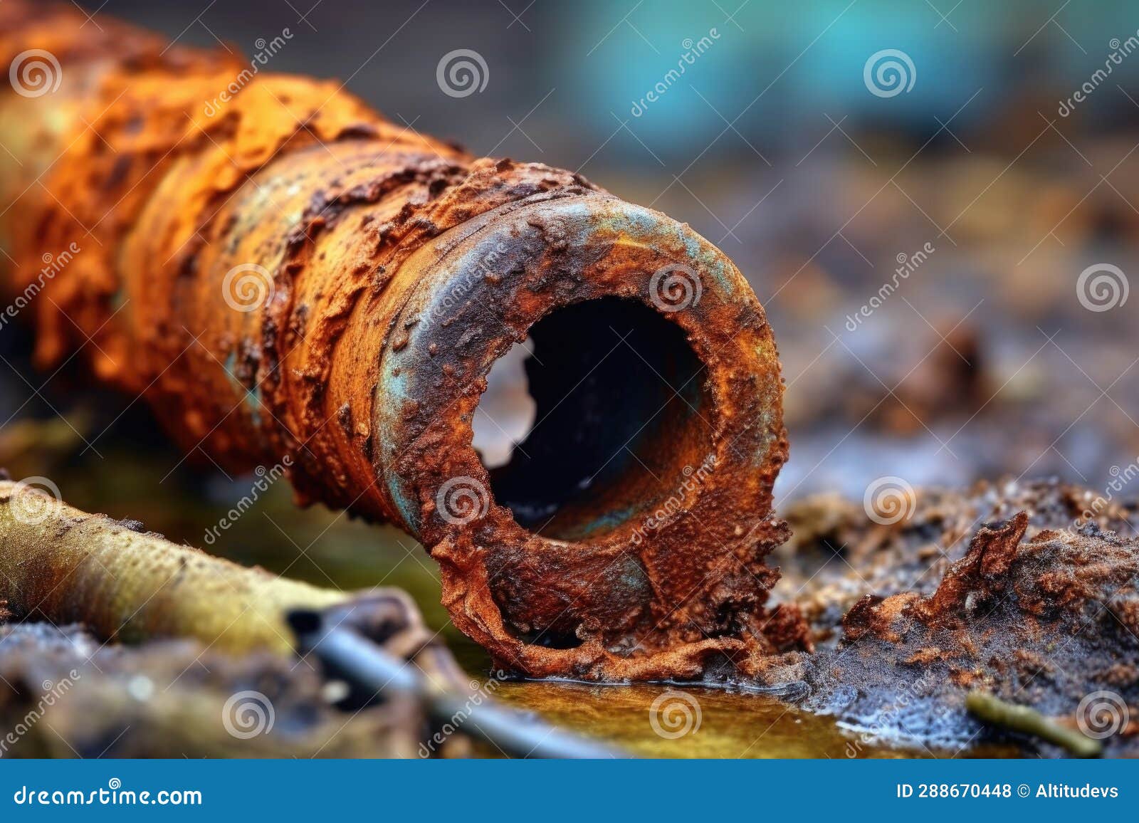 Rusty, Corroded Pipe with Visible Water Leak Stock Photo - Image of ...