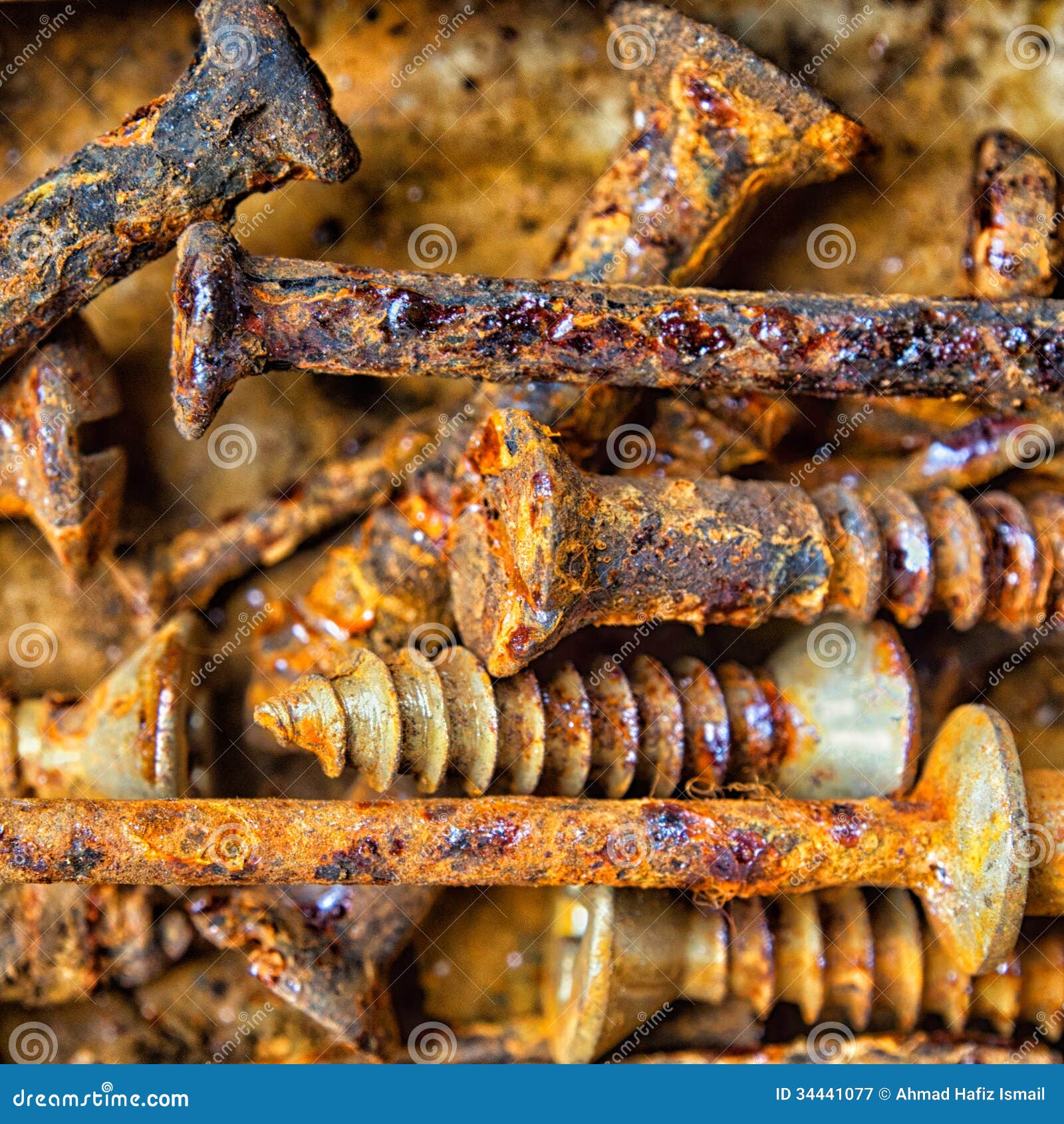 Rusty and Corroded Screws stock image. Image of brown - 34441077