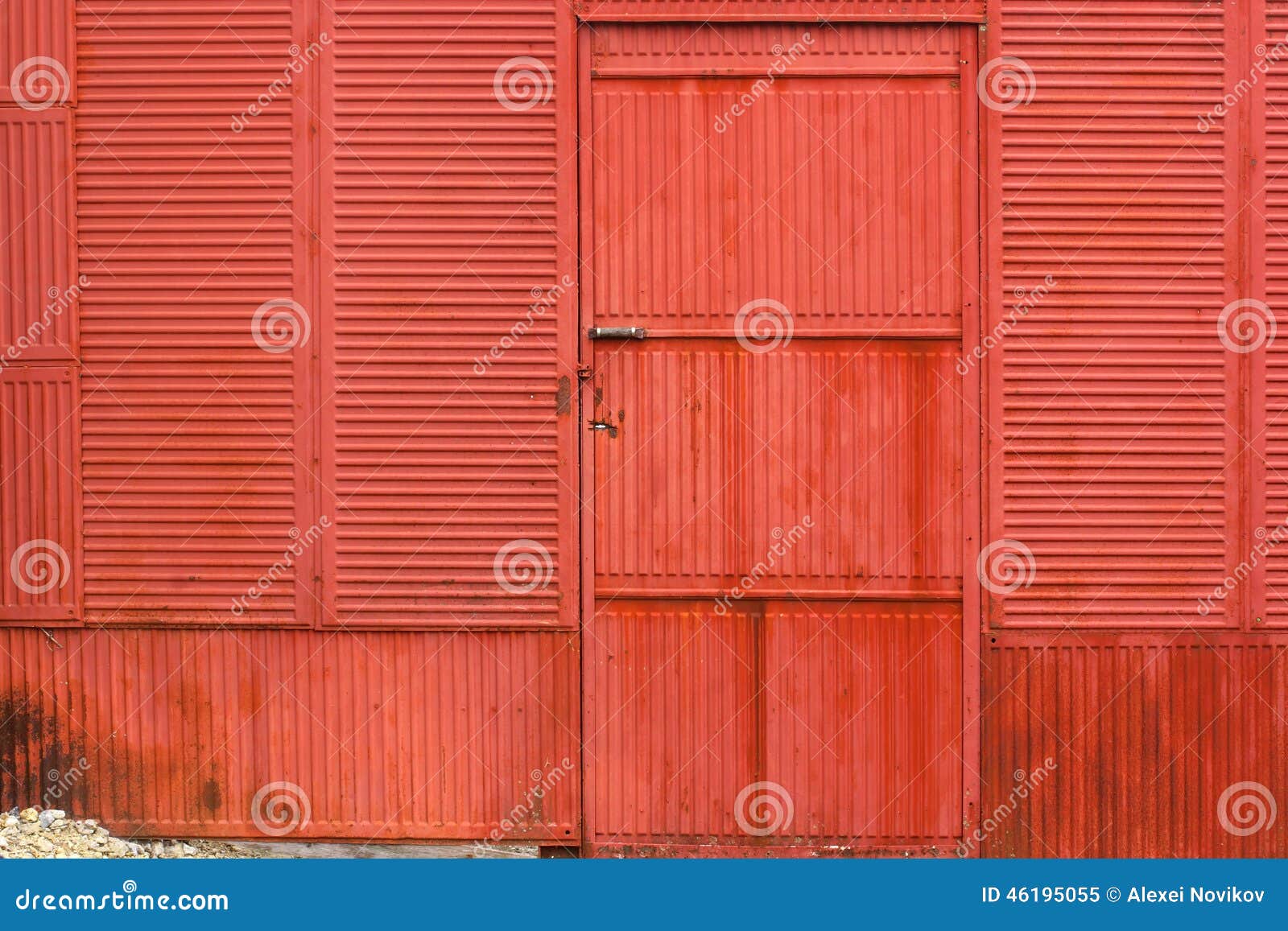 Rusty Corrugated Metal Red Wall and Door Stock Image - Image of ...
