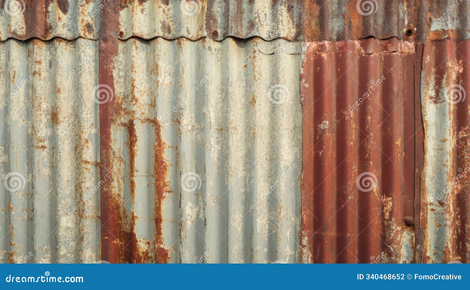Rusty Corrugated Metal Sheet Wall with Faded Paint Stock Illustration ...