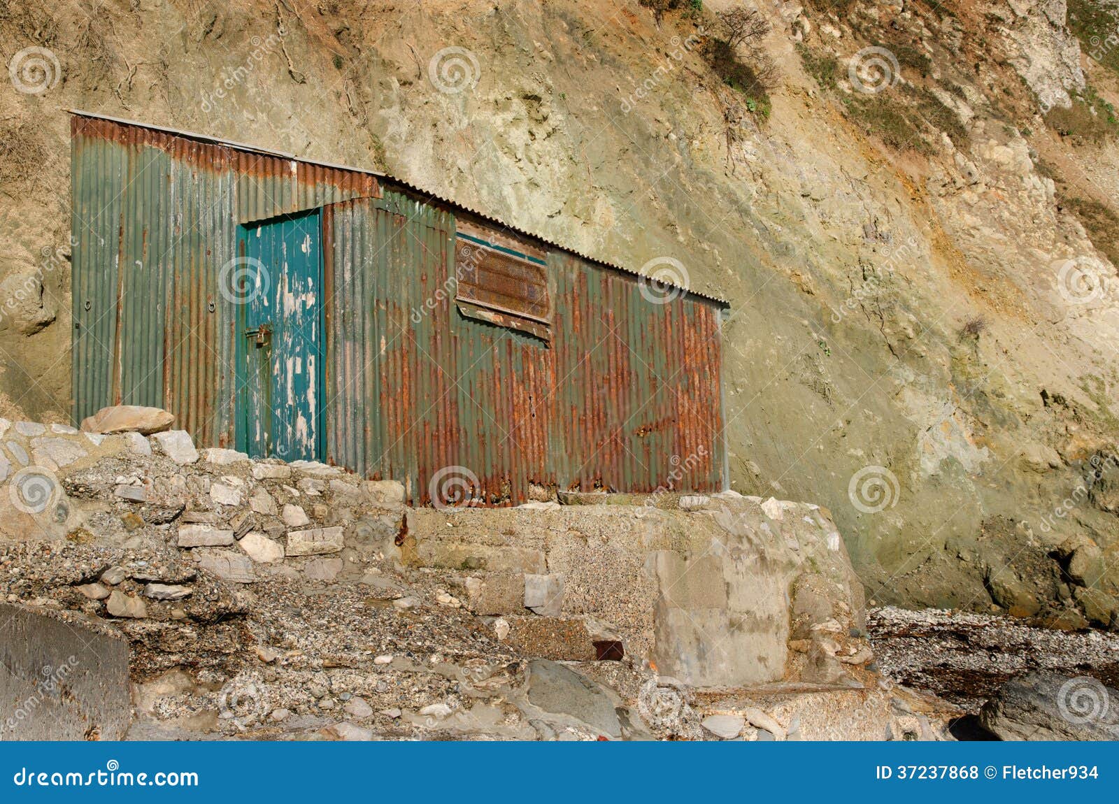 Rusty corrugated shack stock photo. Image of cliff, derelict - 37237868