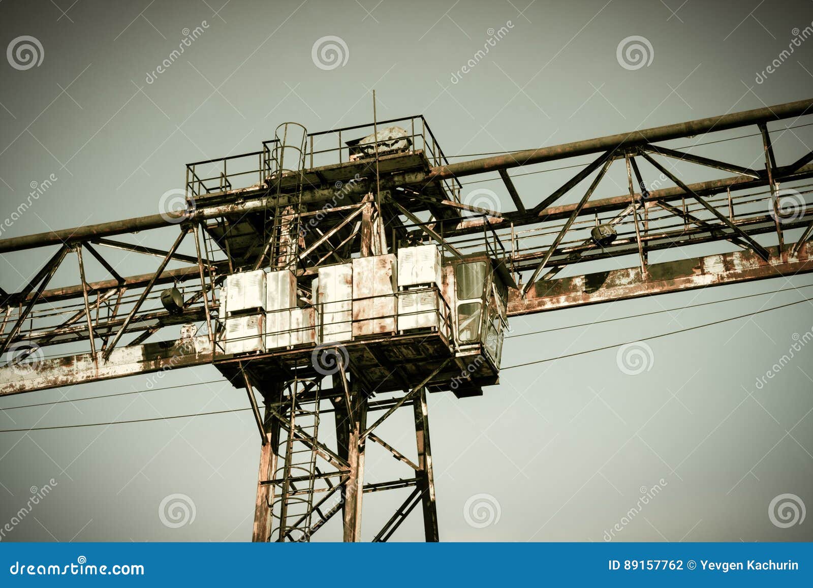 Rusty crane on rails stock photo. Image of mechanics - 89157762