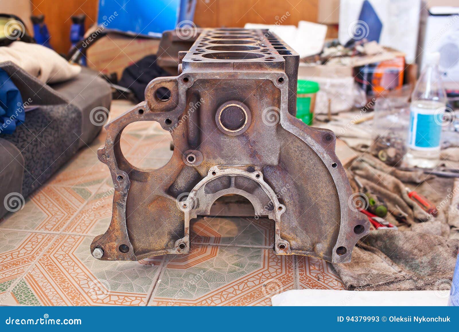Old Rusty Six Cylinder Diesel Engine Royalty-Free Stock Photography ...