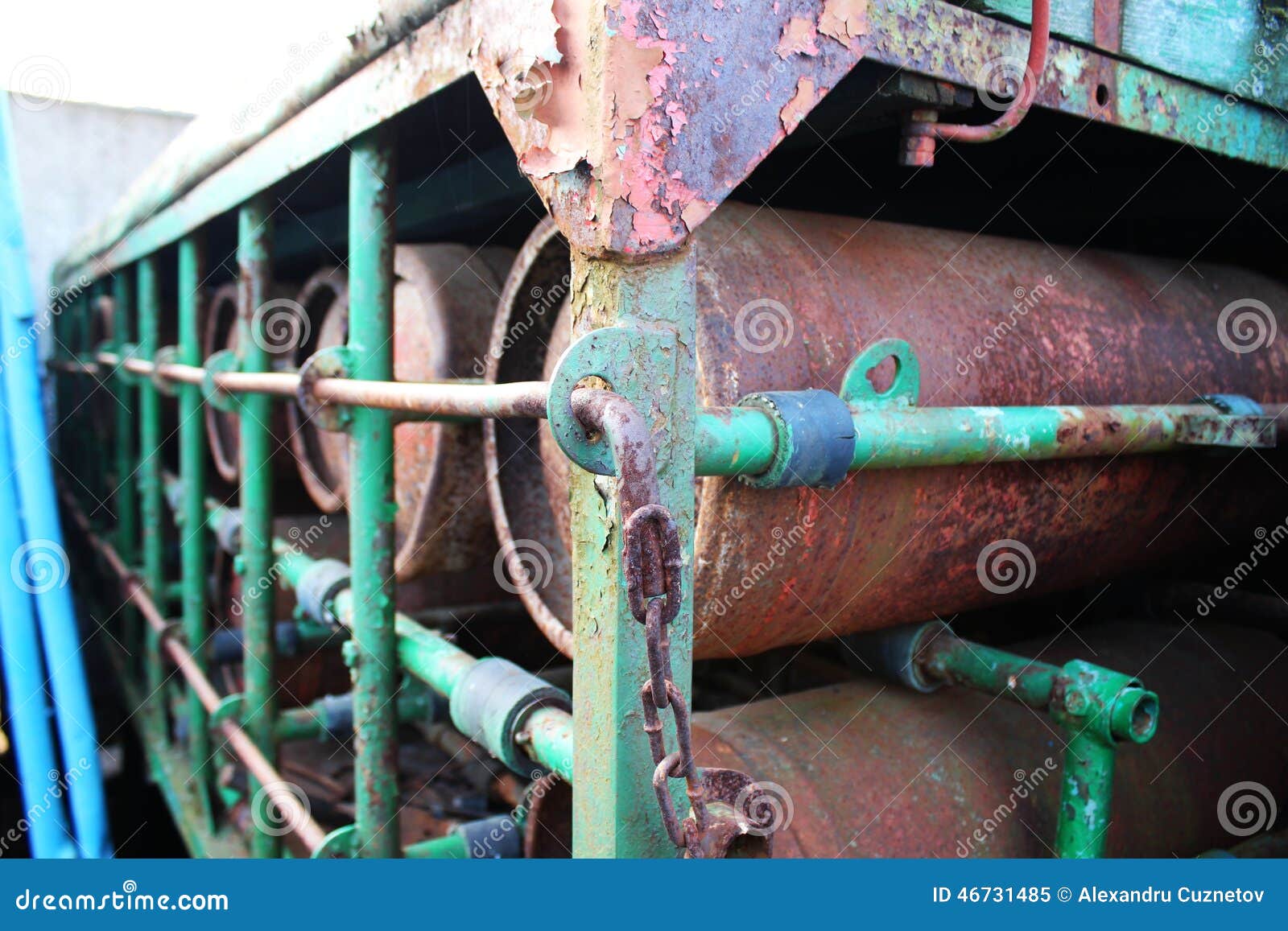Rusty cylinders stock image. Image of brown, chain, macro - 46731485